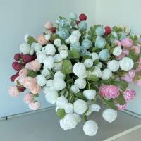 China Loose Artificial Peonies Peach Ranunculus Silk Peony Flowers Bouquet for sale