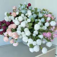 China Loose Artificial Peonies Peach Ranunculus Silk Peony Flowers Bouquet for sale
