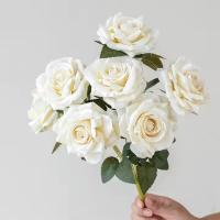 China Wholesale Cheap Faux Flower 7 Head Silk Rose Bouquet Artificial Flower Pink for Home Wedding Decoration Romantic for sale
