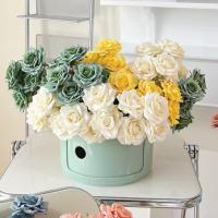 China Wholesale Cheap Faux Flower 7 Head Silk Rose Bouquet Artificial Flower Pink for Home Wedding Decoration Romantic for sale