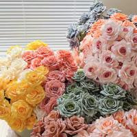 China Wholesale Cheap Faux Flower 7 Head Silk Rose Bouquet Artificial Flower Pink for Home Wedding Decoration Romantic for sale