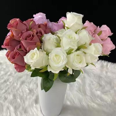 China 7 Heads Zixia Fairy Simulation Decorative Flowers Wedding Bouquets Indoor Dried Flower Artificial Silk Rose for sale