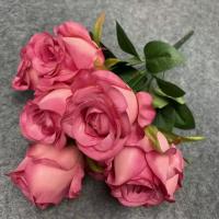 China 7 Heads Zixia Fairy Simulation Decorative Flowers Wedding Bouquets Indoor Dried Flower Artificial Silk Rose for sale