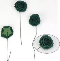 China Bulk Dark Emerald Green Roses Artificial Flowers with Stem for DIY Wedding Bouquets Centerpieces Arrangements Kissing Ball for sale