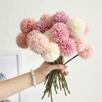 China Hot Sale Artificial Single Chrysanthemum Branch Silk Marigold Ball PingPong Artificial Flowers Bulk Cake Wedding DecorDIY for sale
