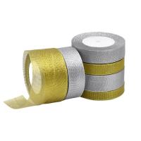 China Gold and silver onion with bow decoration accessories, Christmas decoration, gold and silver onion gauze belt, cross-border popular ribbon bow for sale