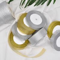 China Gold and silver onion with bow decoration accessories, Christmas decoration, gold and silver onion gauze belt, cross-border popular ribbon bow for sale