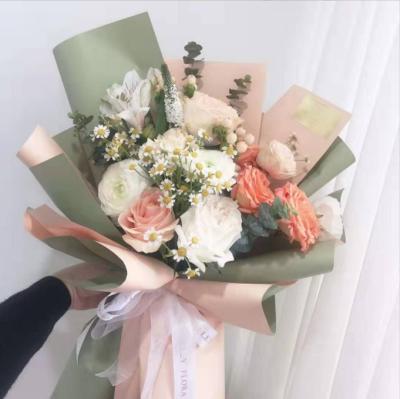 China Hanfei paper two-color flower wrapping paper, solid color Ouya paper, opp bouquet material, waterproof floral art, Hansu paper packaging for sale