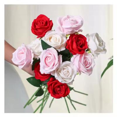 China Realistic Single Stem Artificial Flower Rose for Wedding Party Home Centerpiece Hotel Office Decor for sale