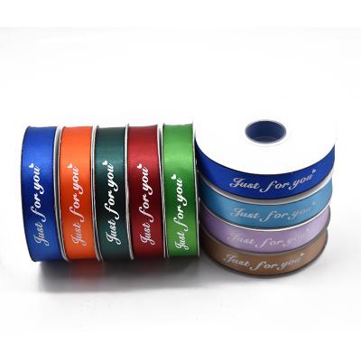 China 2CM polyester tape printing just for you ribbon flower packaging ribbon can print LOGO spot wholesale for sale