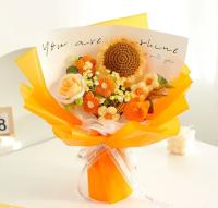 China Already Made Artificial Woven Blue Rose Crochet Flower Bouquet for Anniversary Valentines Day Gift for sale