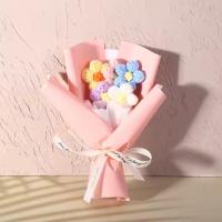 China Finished Mother's Valentine's Day Crochet Bouquet Creative Artificial Flowers Knitted Puff Bouquet for Floral Use for sale