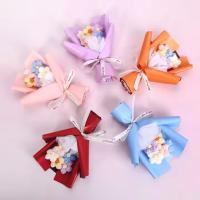 China Finished Mother's Valentine's Day Crochet Bouquet Creative Artificial Flowers Knitted Puff Bouquet for Floral Use for sale