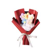 China Finished Mother's Valentine's Day Crochet Bouquet Creative Artificial Flowers Knitted Puff Bouquet for Floral Use for sale