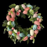 China Senmasine Egg Easter Wreath for Front Door Hanging Spring Decor Mixed Colorful Plastic Eggs Artificial Leaves Flowers Wreaths for sale