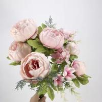China AF-111 in Stock HOT Sale Rose Silk Peony Bouquet Artificial Flowers Cheap Flowers for Home Wedding Decorative Flowers for sale