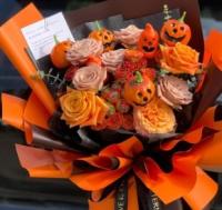 China Orange Halloween flower wrapping paper for sale