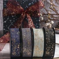 China Hot stamping cracked chiffon ribbon DIY bow hair accessory chiffon packaging balloon shoelaces ribbon flower gift Box ribbon for sale