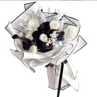 China Black and white border jelly film, Korean plain paper, flower gift wrapping paper, floral art bouquet wrapping, flower wrapping, waterproof matte paper for sale