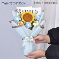 China Handmade Crocheted Artificial Flower Bouquet High Valentine's Day Thanksgiving Graduation Mother's Day Easter Christmas New Year for sale
