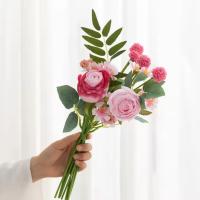China Wholesale Artificial Rose Flowers Bouquets Silk Wedding Flowers Bouquets for Wedding Party Decoration for sale