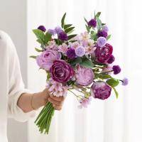 China Wholesale Artificial Rose Flowers Bouquets Silk Wedding Flowers Bouquets for Wedding Party Decoration for sale