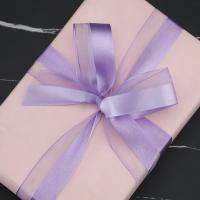China 2.5cm Half Satin Half Yarn Packaging Ribbon Flower Bundle Birthday Cake Ribbon Handmade Butterfly Knot Ribbon for sale