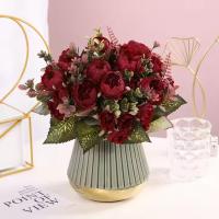 China Wholesale High Quality Natural-like Peony Clove Artificial Flower bunch Wedding Simulated Rose Flowers Plants for Decoration for sale