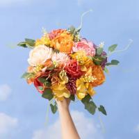 China Small Heads Peony Bush Artificial Persian Rose Flower Wedding Bridal Bouquet Wholesale Silk Rose Flowers for sale