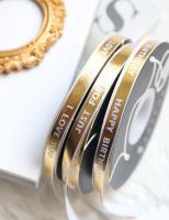 China 1cm hot stamping English letter small gold bar floral tie gift cake ribbon DIY material gift box decorative tape for sale