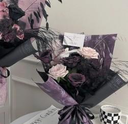China Plum Purple Sauce Marble Pattern Flower Packaging Paper for sale