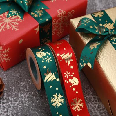 China Manufacturer supplies printed polyester ribbons, Christmas snowflake ribbons, gift ribbons, DIY Christmas packaging ribbons for sale