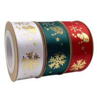China Manufacturer supplies printed polyester ribbons, Christmas snowflake ribbons, gift ribbons, DIY Christmas packaging ribbons for sale