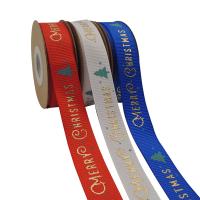 China 1.6cm Christmas tree ribbon gift decoration, hot stamping ribbon roll gift packaging, ribbon Christmas wholesale for sale