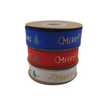 China 1.6cm Christmas tree ribbon gift decoration, hot stamping ribbon roll gift packaging, ribbon Christmas wholesale for sale