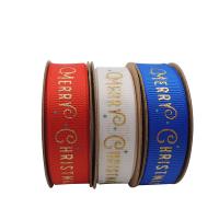 China 1.6cm Christmas tree ribbon gift decoration, hot stamping ribbon roll gift packaging, ribbon Christmas wholesale for sale