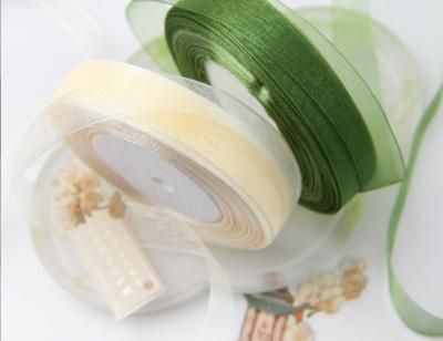 China Snow gauze ribbon chiffon DIY material satin ribbon military green cake box decoration jasmine flower Bundle packaging silk tape for sale