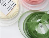 China Snow gauze ribbon chiffon DIY material satin ribbon military green cake box decoration jasmine flower Bundle packaging silk tape for sale