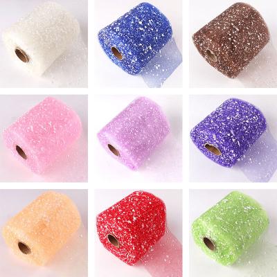 China 15CM wide snow dot mesh handmade DIY cartoon flower decoration packaging mesh wedding decoration with multiple colors for sale