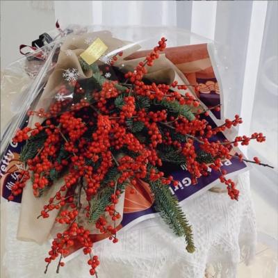 China Waterproof transparent snowflake cellophane flower wrapping paper, Christmas gift, Christmas Eve apple bouquet wrapping material for sale