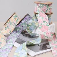 China Rose print ribbon hair accessories DIY gift flower packaging shoes flower grass hat bow ribbon rose flower ribbon for sale