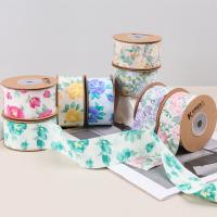 China Rose print ribbon hair accessories DIY gift flower packaging shoes flower grass hat bow ribbon rose flower ribbon for sale