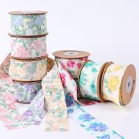 China Rose print ribbon hair accessories DIY gift flower packaging shoes flower grass hat bow ribbon rose flower ribbon for sale