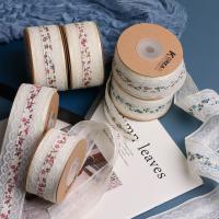 China Korean version tooth edge chiffon+hollow lace floral ribbon DIY bow handmade hair accessory flower Store flower packaging for sale
