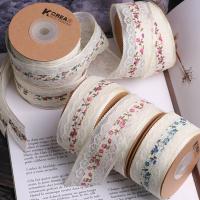 China Korean version tooth edge chiffon+hollow lace floral ribbon DIY bow handmade hair accessory flower Store flower packaging for sale