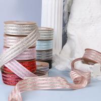 China Japanese Sparkling Pink Stripe Ribbon DIY Bow Hair Accessories Dress Accessories Silver Onion Stripe Flower Gift Product straps for sale