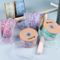 China Floral Snow Yarn Ribbon Hair Accessories Gift Flower Packaging Shoes Flower Grass Hat Bow Printed Chiffon Snow Yarn Ribbon for sale