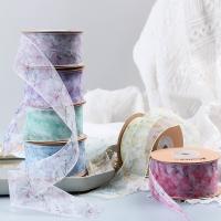 China Floral Snow Yarn Ribbon Hair Accessories Gift Flower Packaging Shoes Flower Grass Hat Bow Printed Chiffon Snow Yarn Ribbon for sale