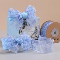 China Floral Snow Yarn Ribbon Hair Accessories Gift Flower Packaging Shoes Flower Grass Hat Bow Printed Chiffon Snow Yarn Ribbon for sale