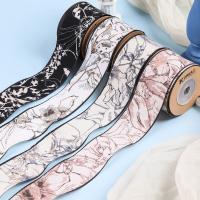 China Ink wash mountain and river printing ribbon hair accessory material gift flower packaging straw hat super fairy ribbon bow ribbon for sale